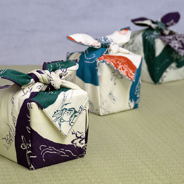 Japanese Furoshiki – Reversible Choju-Giga Animal Scroll (Small, 48cm ...